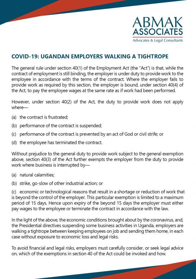 COVID-19: Employers walking a tightrope - ABMAK